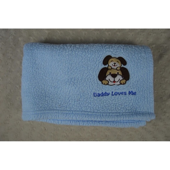 Bedding | Rn 119741 Daddy Loves Me Puppy Dog Baby Blanket Blue Brown ...